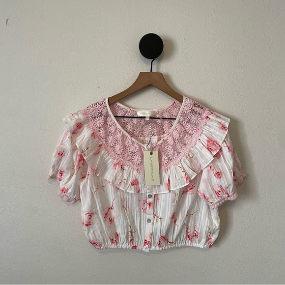 LoveShackFancy | Tops | New Loveshackfancy Elaina Crop Top In Cherry ...